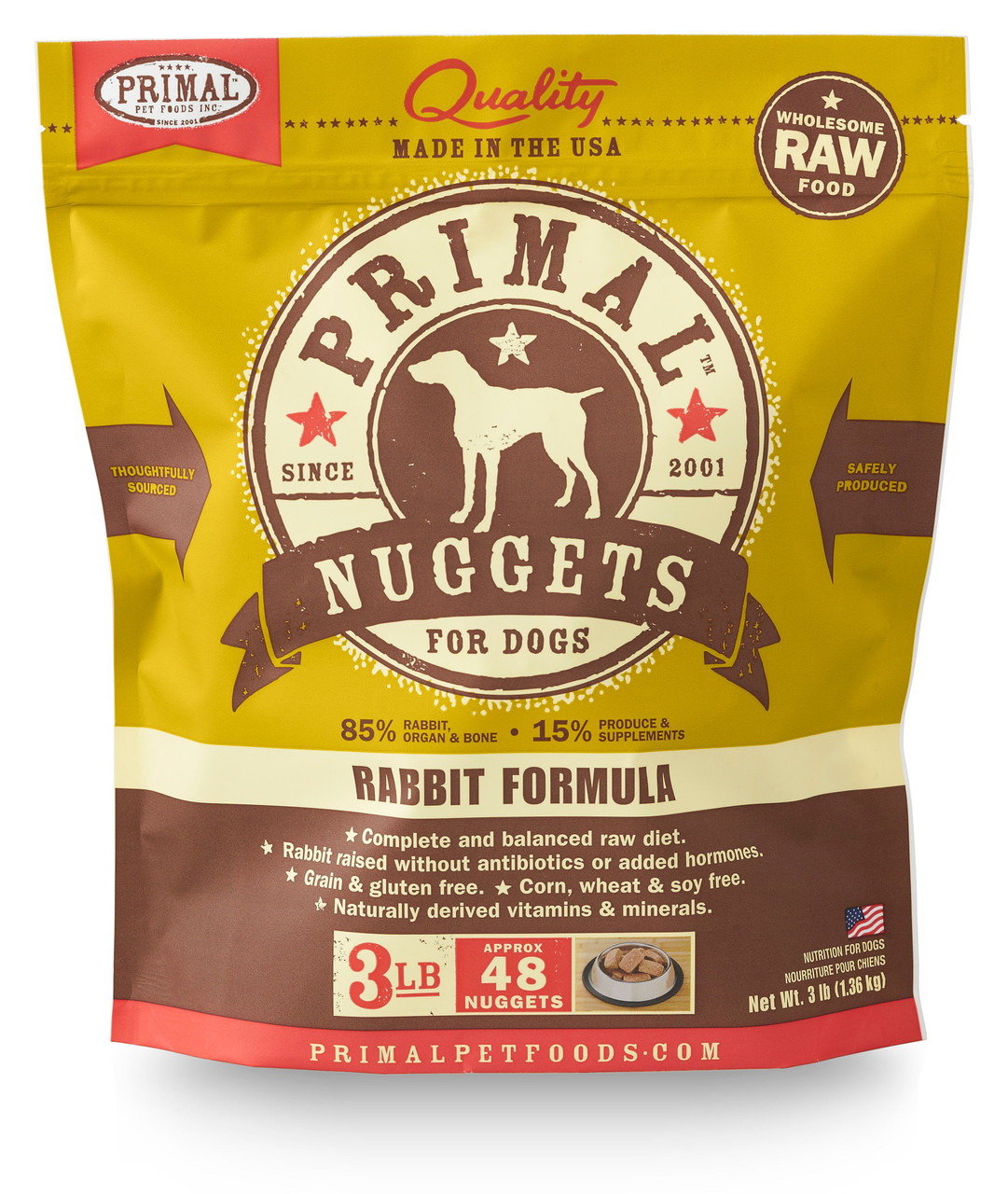 Primal Frozen Canine Raw Rabbit Nuggets 3lb - Chaar