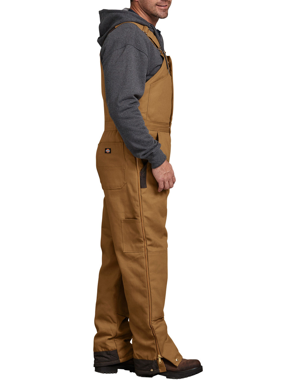 Dickies Mens Duck Insulated Bib Overalls Brown Chaar