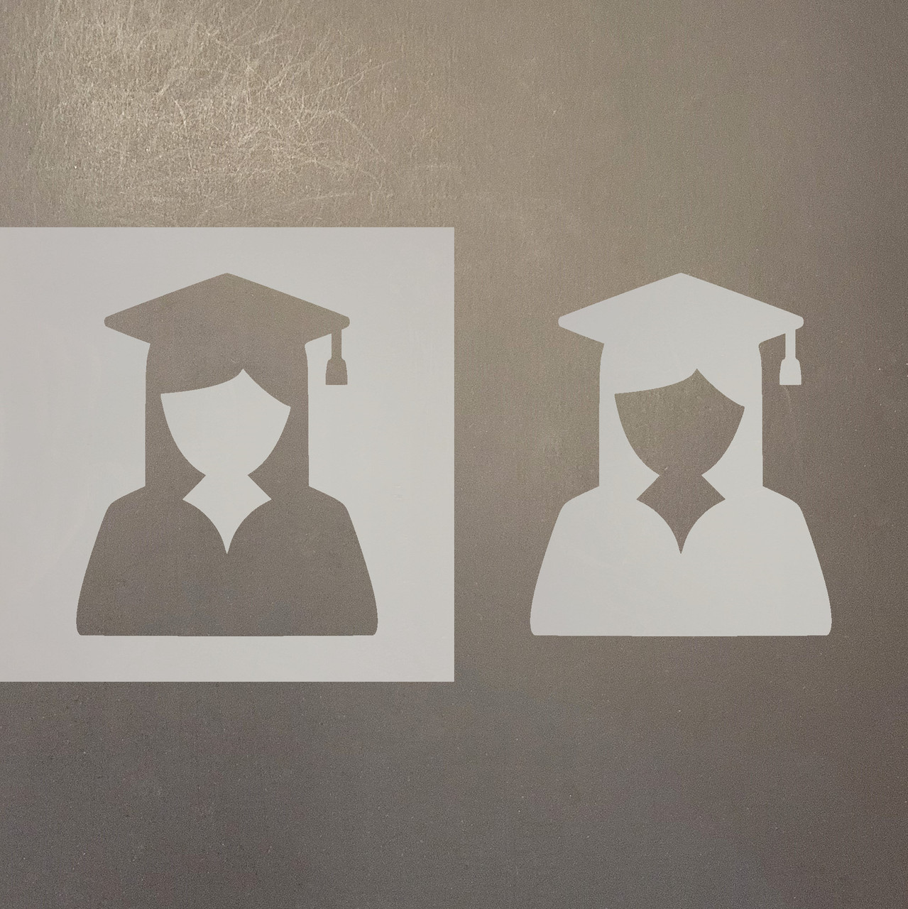 Female Graduate 2 Reusable Mylar Stencils - Laser Wood Shapes