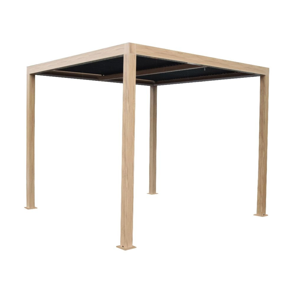 Supremo Belfort 3 x 4m Gazebo with Louvre Roof, LED Lighting & Wood ...