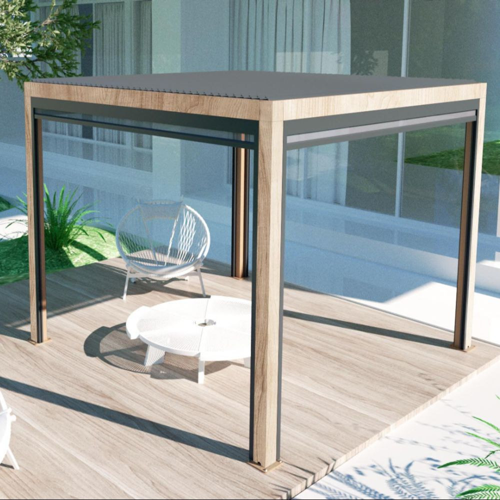 Supremo Belfort 3 x 4m Gazebo with Louvre Roof, LED Lighting & Wood ...