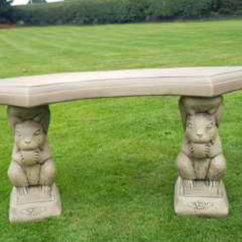 Border Stoneware Squirrel Curved Bench | Stones Benches | Garden Bench