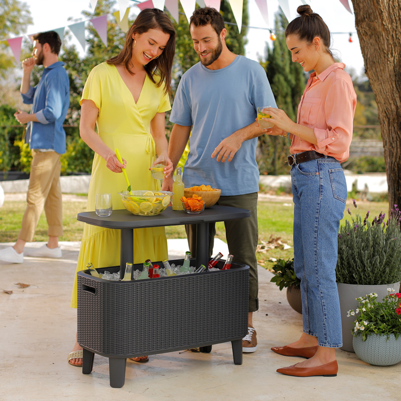 Keter Bevvy Bar Cool Box 60L Anthracite | Outdoor Garden Storage