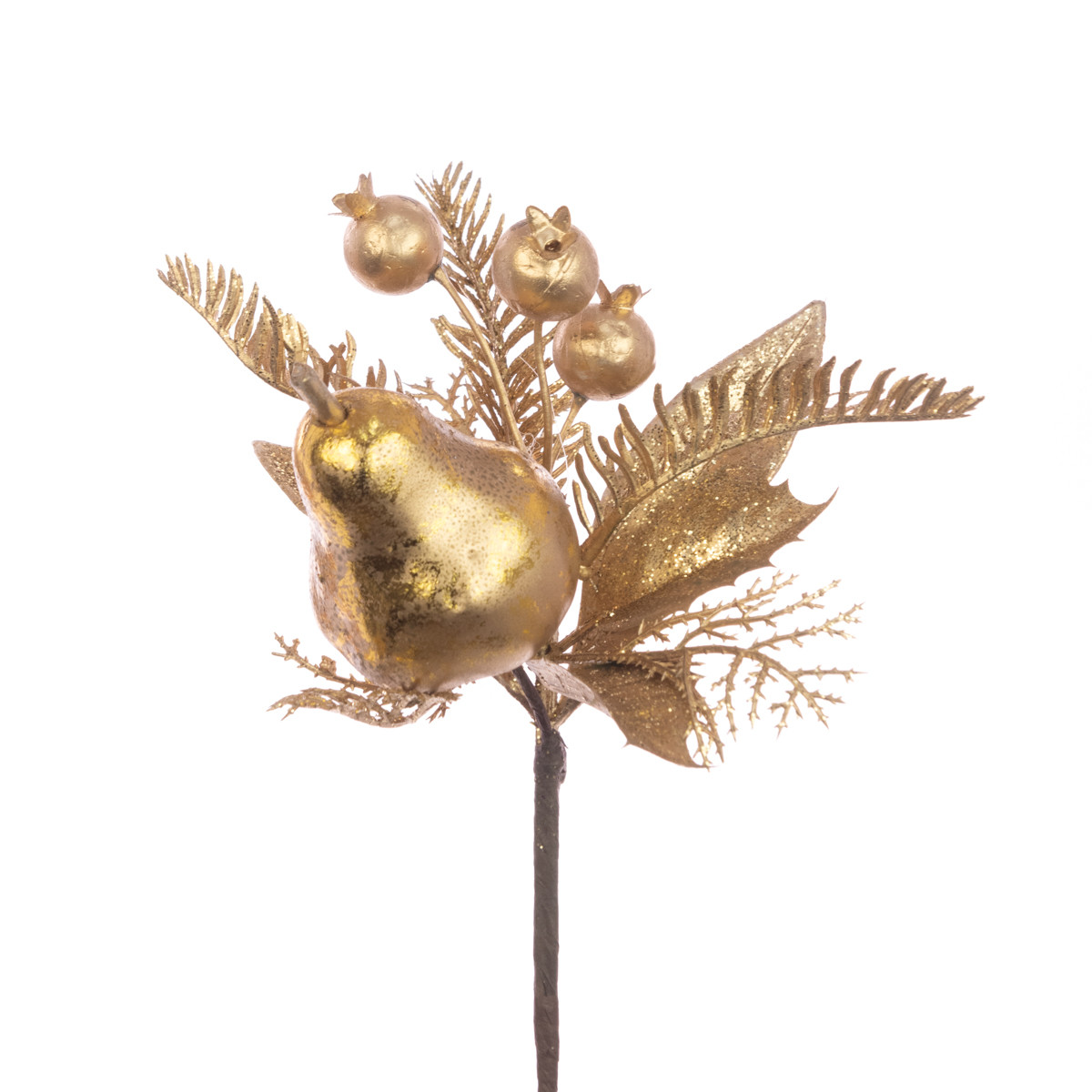 Gold Pear With Berry Pick - 23cm