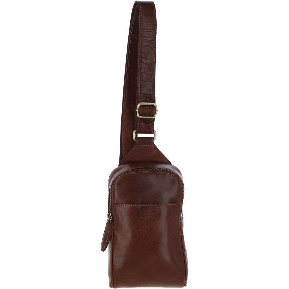 Leather Sling Body Bag - Chestnut Tan