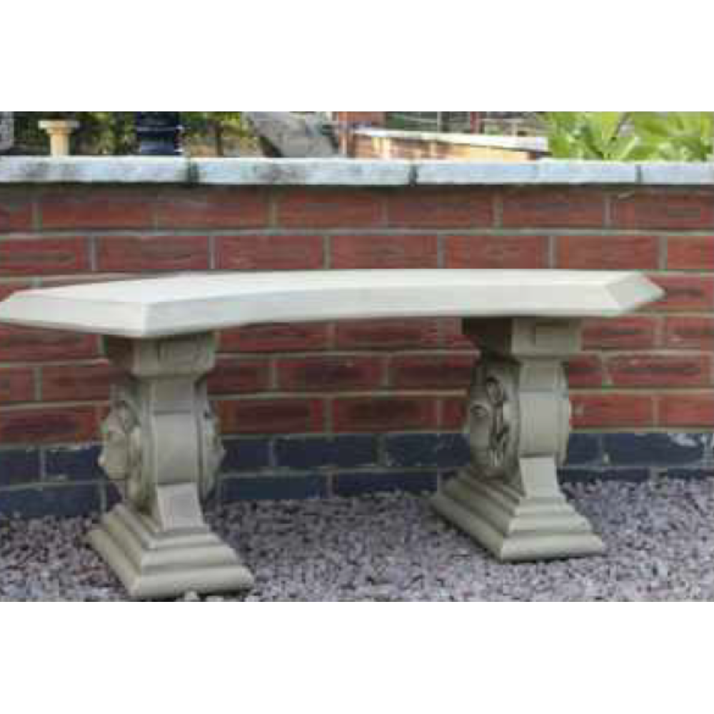 Border Stoneware Lion Curved Bench | Stones Benches | Garden Bench