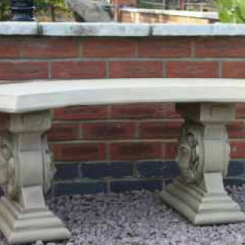Border Stoneware Lion Curved Bench | Stones Benches | Garden Bench