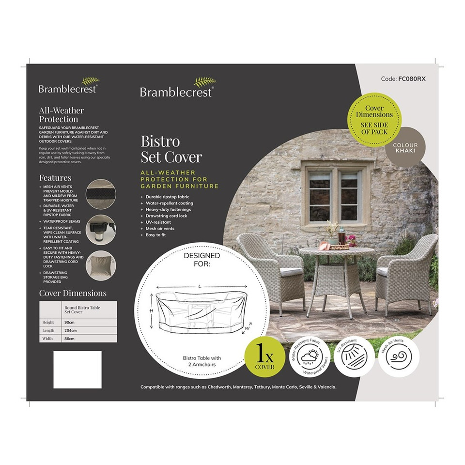 Bramblecrest Somerford 80cm Round Outdoor Bistro Set