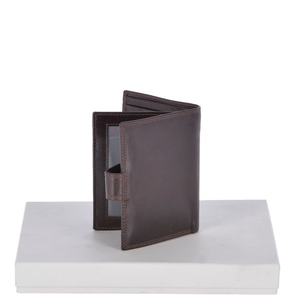 Flipside 6 Card ID & Coins Dual Bill Fold Tab Wallet - Brown