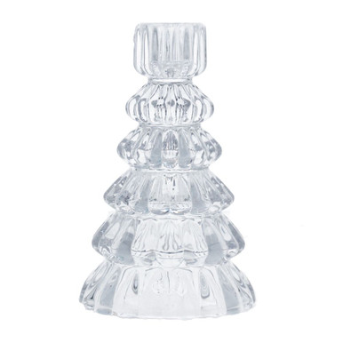 Clear Glass Tree Shaped Candle Holder - Bents Garden & Home