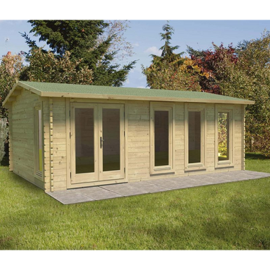 Forest Blakedown 6.0m x 4.0m Log Cabin - Apex Roof, Double Glazed Felt ...