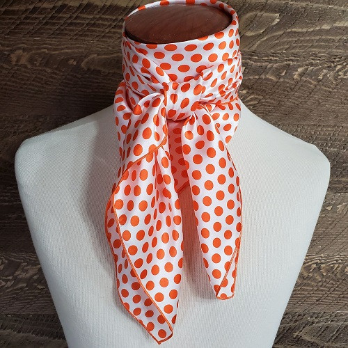 Charmeuse 3/8″ Orange Dot on White | Buy Wild Rags Charmeuse 3/8 ...