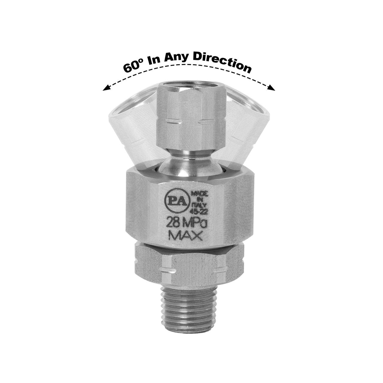 P.A. RS: Adjustable Angle Coupling 1/4-in Nozzle Holder, 0°-60°, 4000 psi