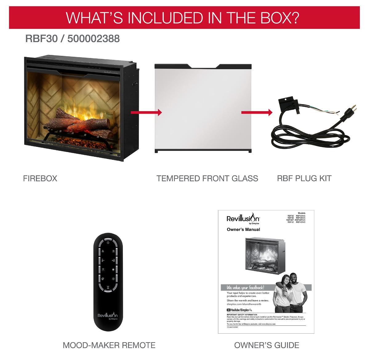 Dimplex Revillusion 30" Built-In Electric Firebox - RBF30(WC)-FG
