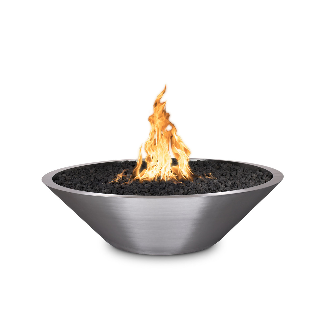 The Outdoor Plus Cazo 48" Narrow Ledge Round Fire Pit, Stainless Steel ...