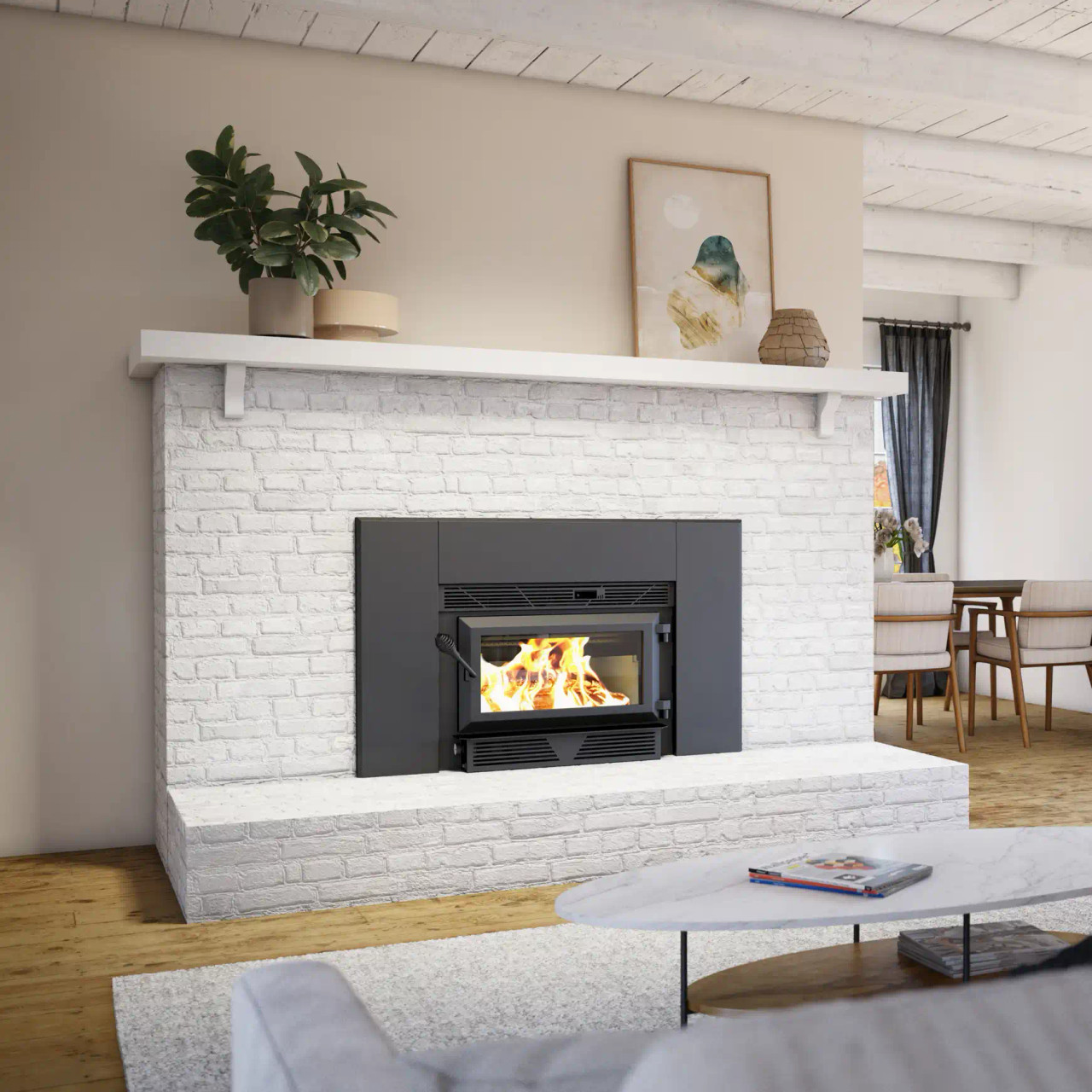 Ventis HEI90 Small Wood Fireplace Insert with Blower Kit - VB00024