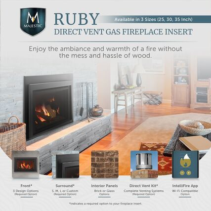 Majestic Ruby 25" Direct Vent Gas Fireplace Insert - RUBY25IN