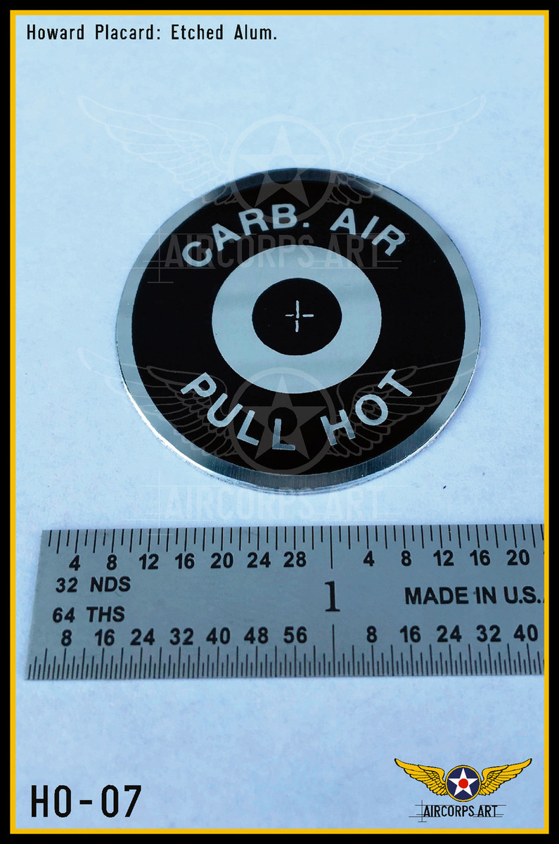 Howard Carb Air Pull Hot Placard - AirCorps Depot