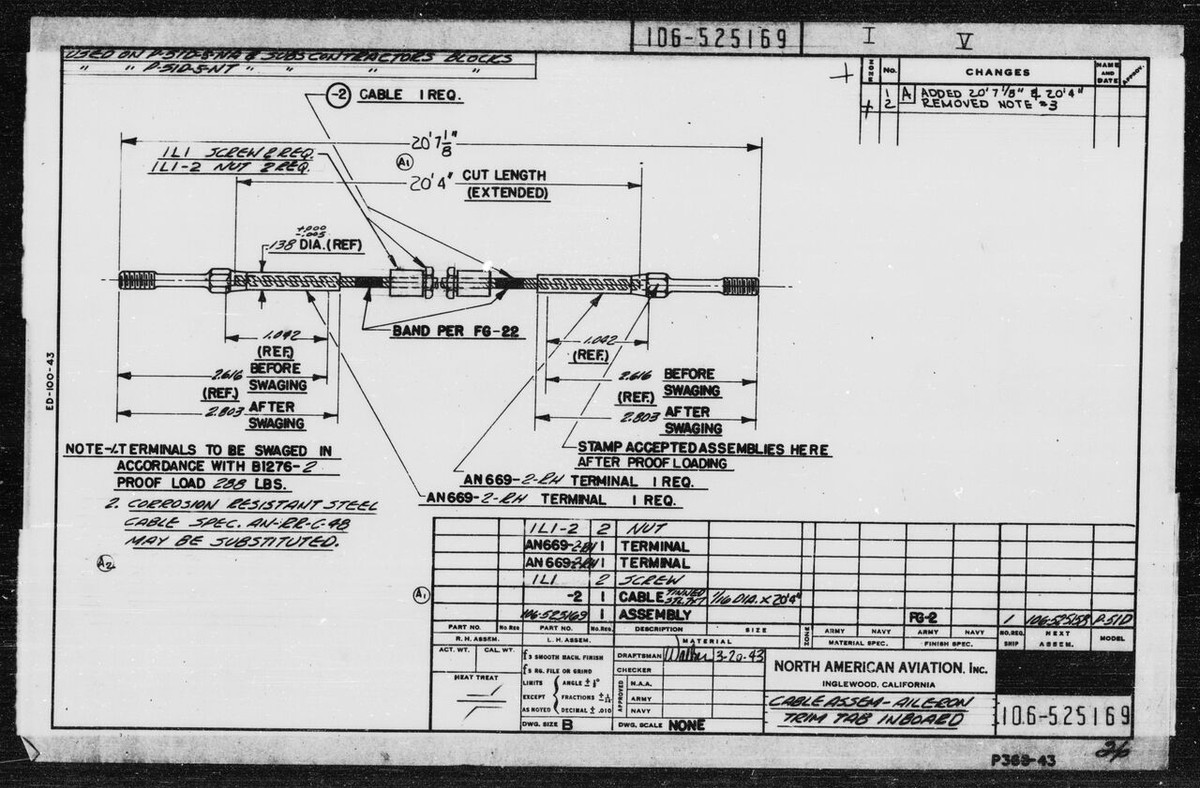 106-525169 Cable Assy - Aileron Trim Tab Inbd - AirCorps Depot