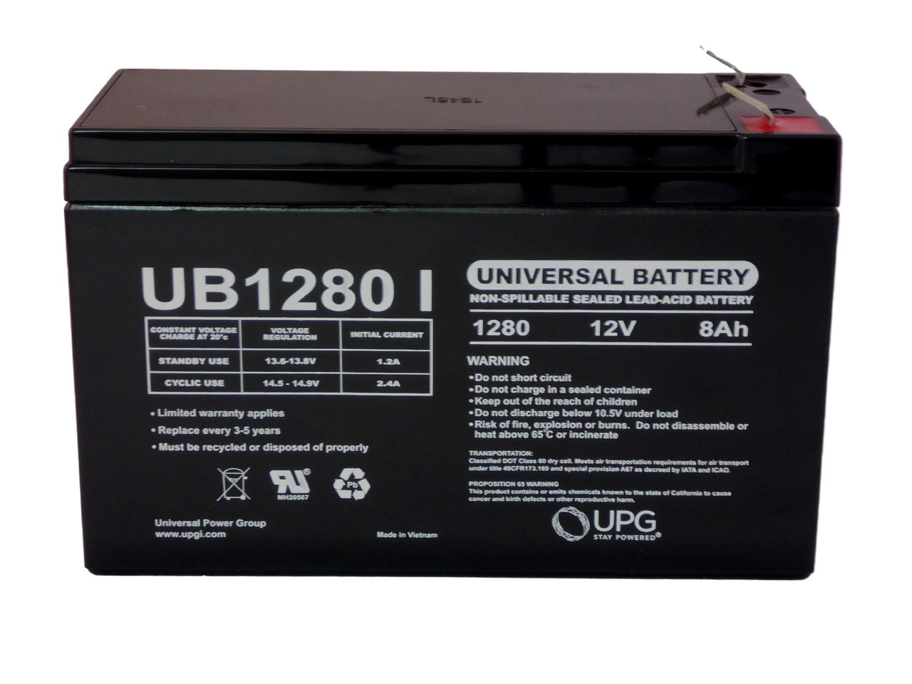 12V 8Ah Sealed Lead Acid Battery - Terminal F1 | batteryspecialist.ca