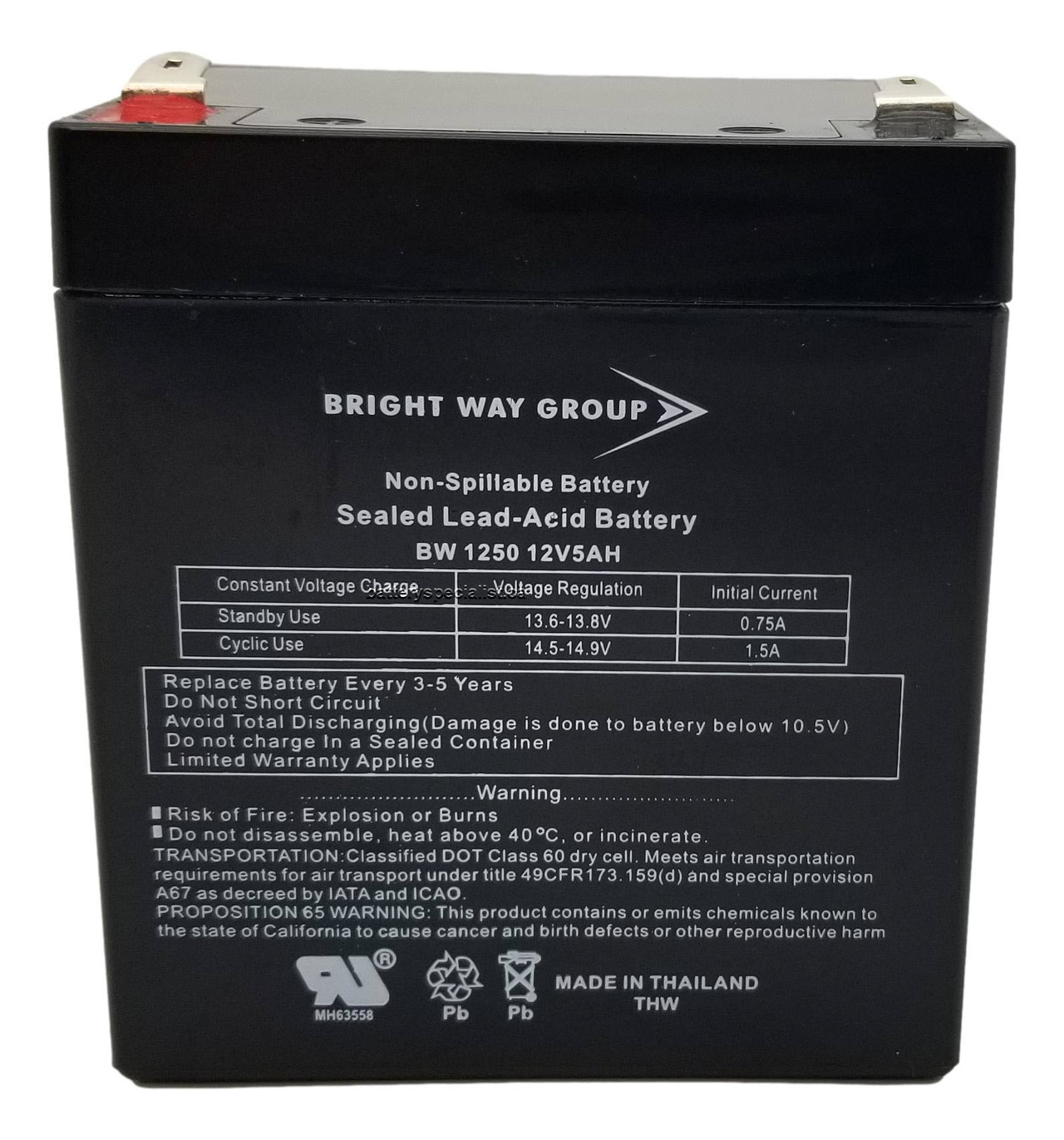 BW1250 - 12 Volts 5Ah -Terminal F2 -SLA/AGM Battery - HX12-5 ...