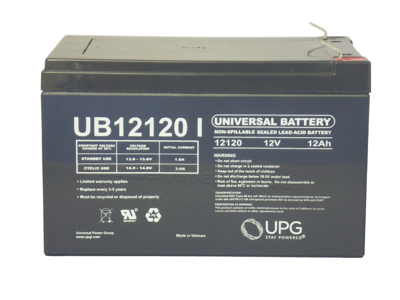 12V 7Ah Universal Battery UB1270 | batteryspecialist.ca
