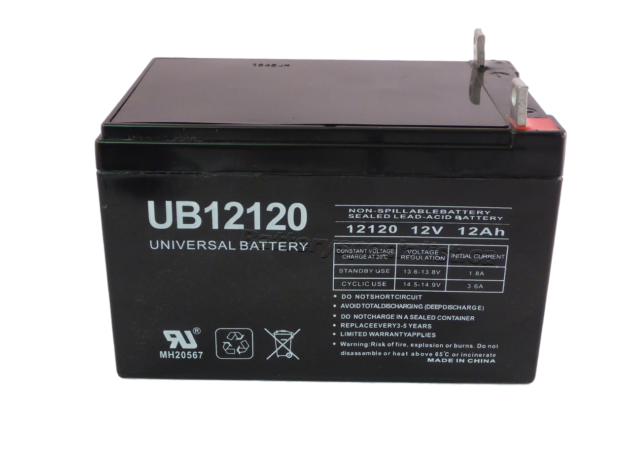 12V 12Ah Universal Battery UB12120 - Terminal Nut & Bolt - 40842 ...
