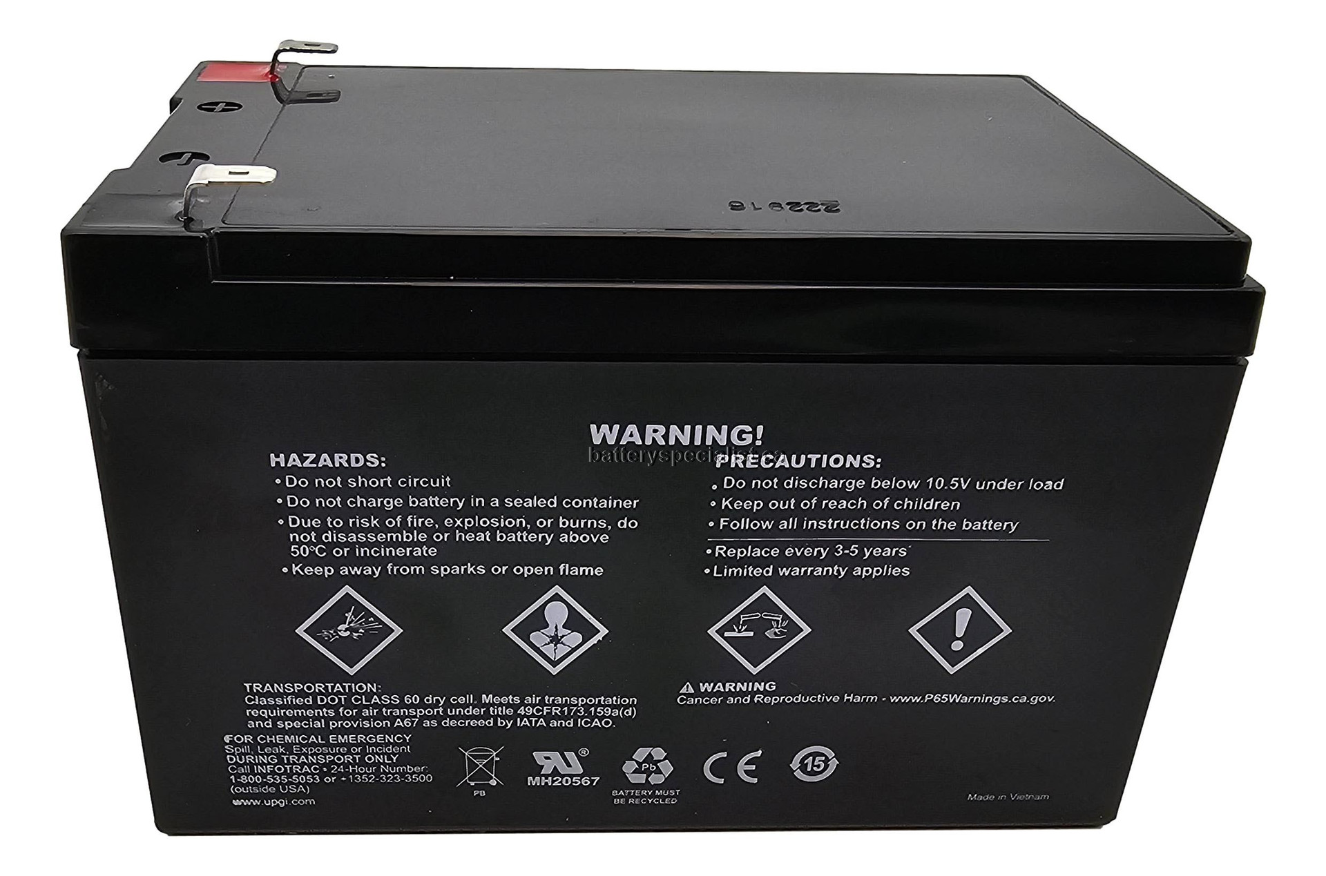 Kung Long WP12-12 - Battery Replacement - 12V 12Ah| batteryspecialist.ca