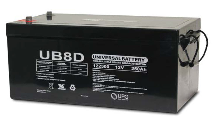 UB-8D - 12 Volts 250Ah -Terminal Auto Post - SLA/AGM Battery - 45971 ...