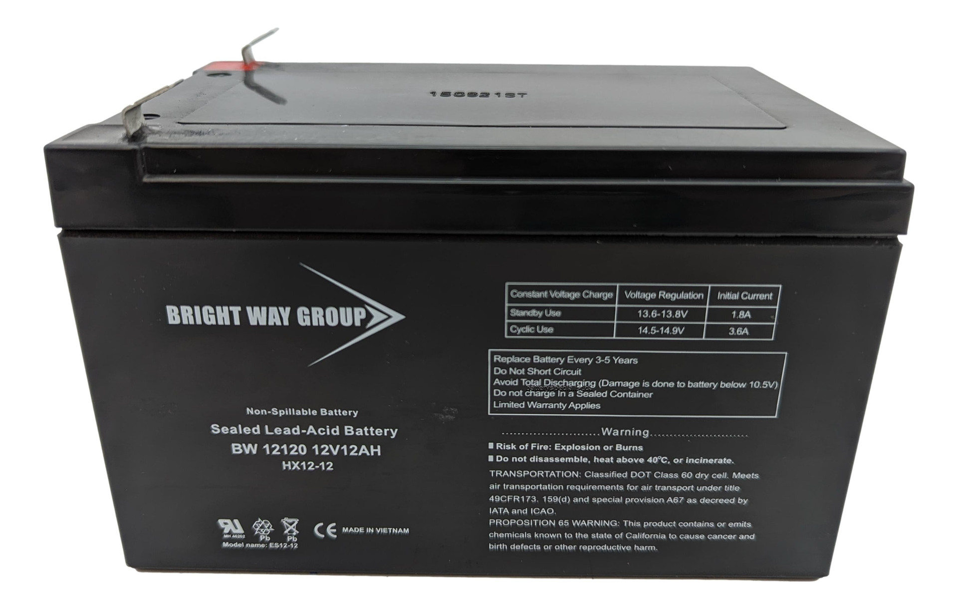 BW12120 - 12 Volts 12Ah -Terminal F2 - SLA/AGM Battery - 0199-4 ...