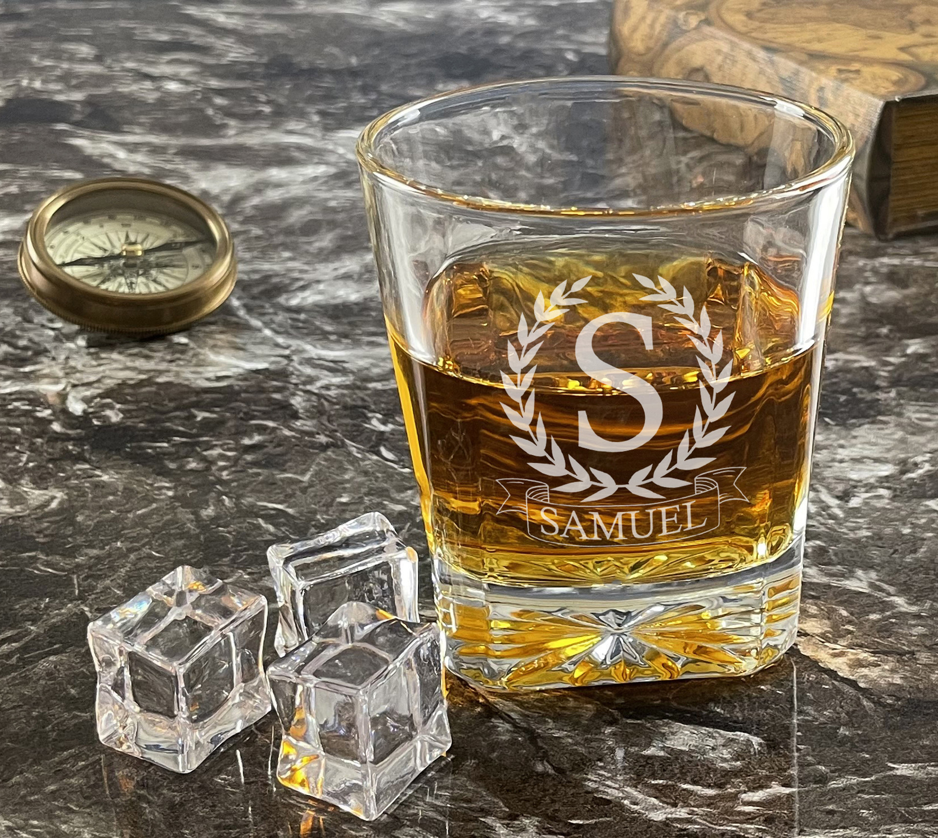 Custom Etched Whiskey Glasses Personalized Round Glass Chic Makings