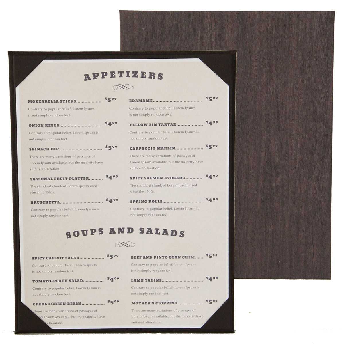 Bordeaux One View Menu Cover 8.5 x 11