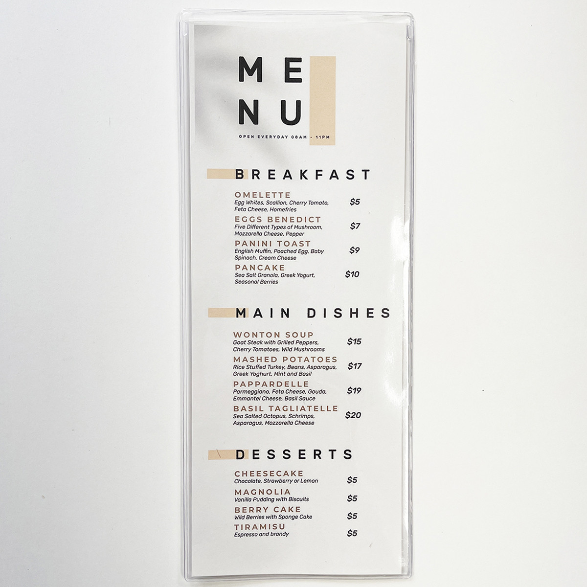 All Clear One Panel Two View Menu Covers