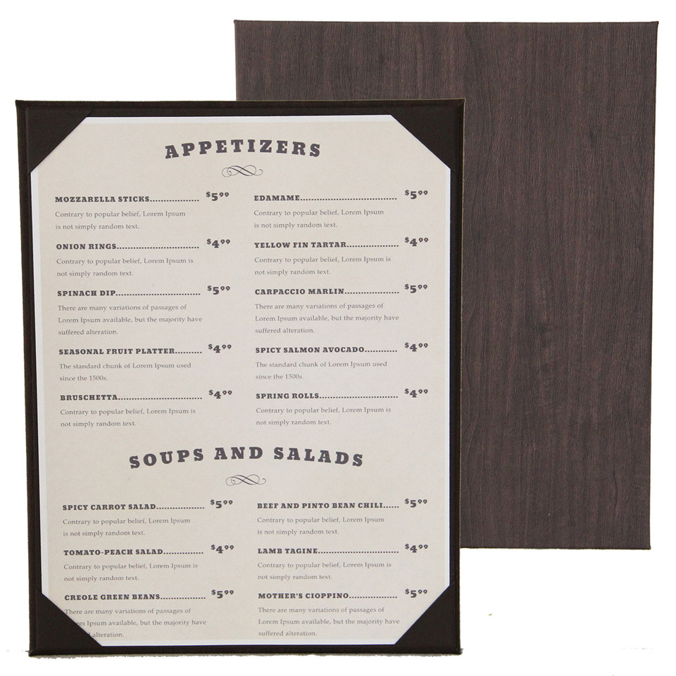 Bordeaux One View Menu Cover 8.5 x 11