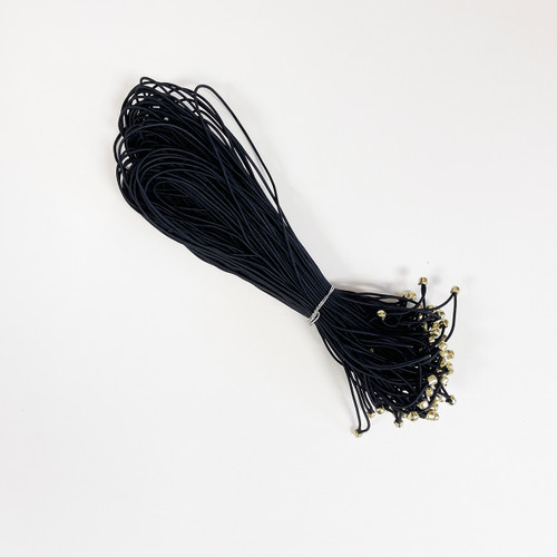 Elastic Menu Cord Black with Gold Ball 13" (100 pc)