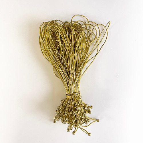Elastic Menu Cord Gold with Gold Ball 13" (100 pc)