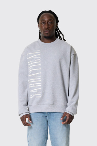 Sabbatical Logo Crewneck Heather Grey White - Calico Club