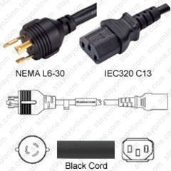 NEMA L6-30 Male Plug to 3 way IEC320 C13 Connectors 3.0 meters / 10 ...