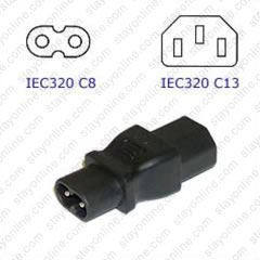 IEC320 C8 Male Plug to C13 Connector - Block Plug Adapter - www ...
