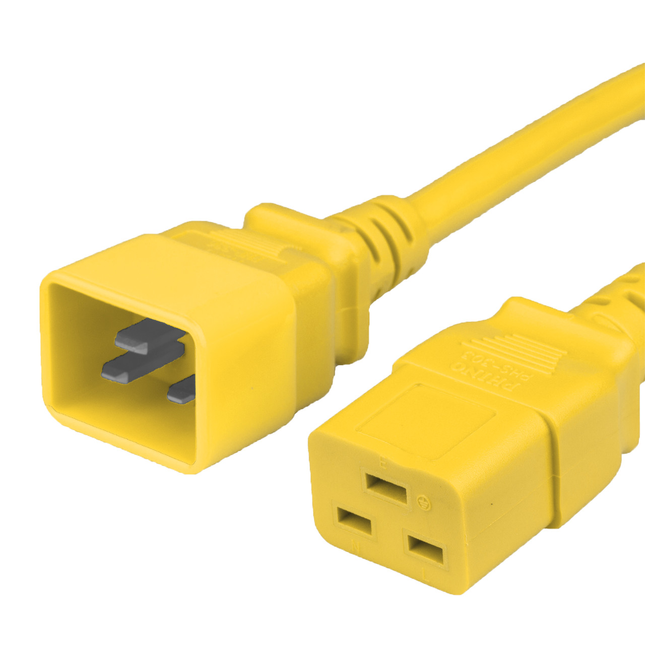 2.5FT C19 C20 20A 250V YELLOW Power Cord - www.americancableassemblies.com