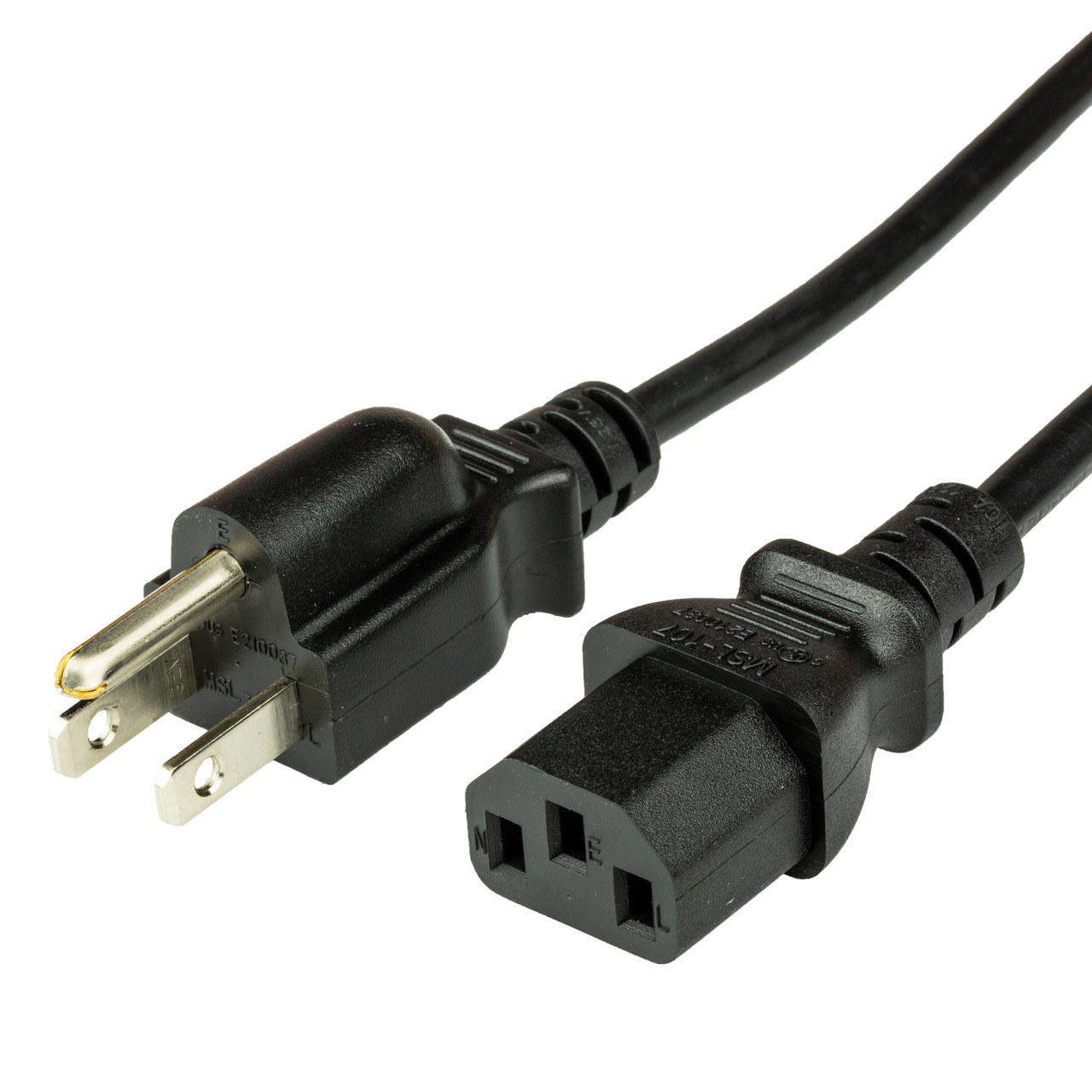 12FT NEMA 5-15P to IEC60320 C13 10A 125V 18awg SVT Power Cord - BLACK ...