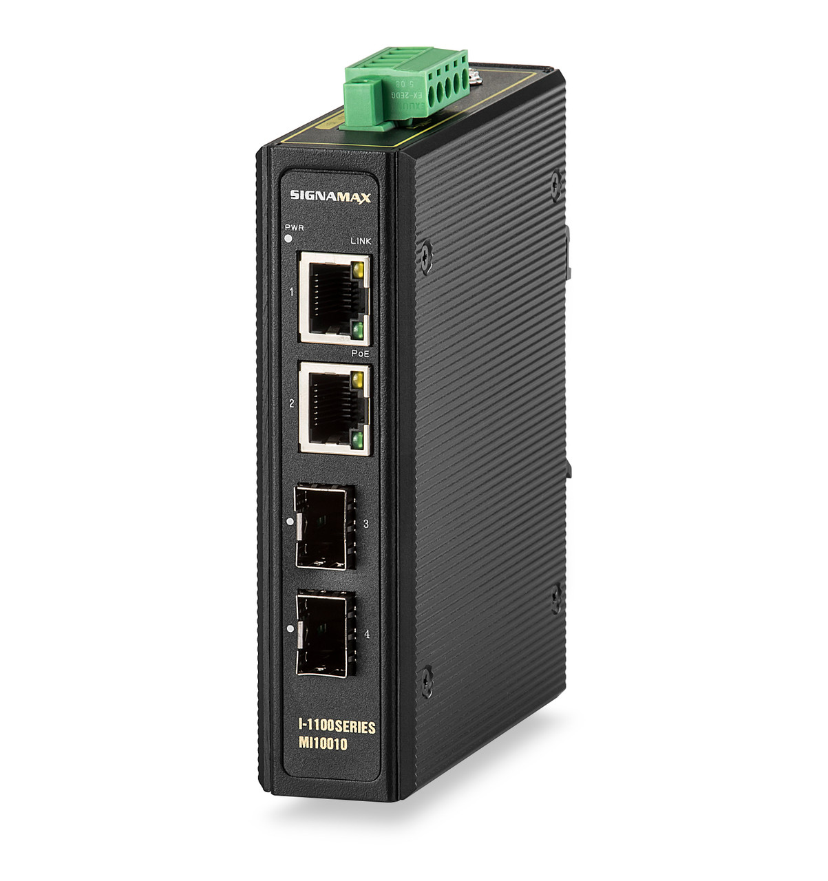 I-1100 Gigabit SFP PoE+ Industrial Media Converter - 2 PoE+ Ports, 2 ...