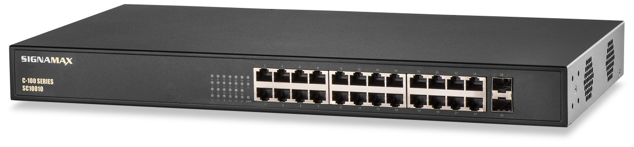 C-100 24 Port Gigabit PoE+ Switch with 2 SFP Ports - FO-SC10010 - www ...