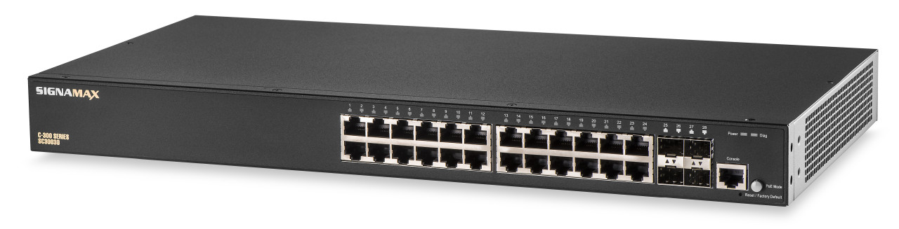 C-300 24 Port Gigabit PoE+ Managed Switch with 4 SFP Ports - FO-SC30030 ...