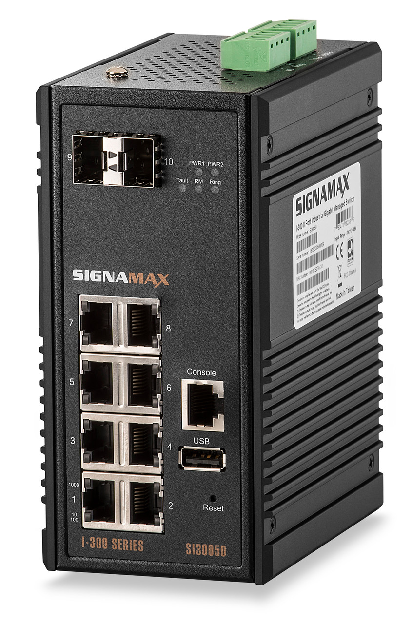 I-300 8 Port Industrial Managed Gigabit Switch with 2 SFP Ports - FO ...