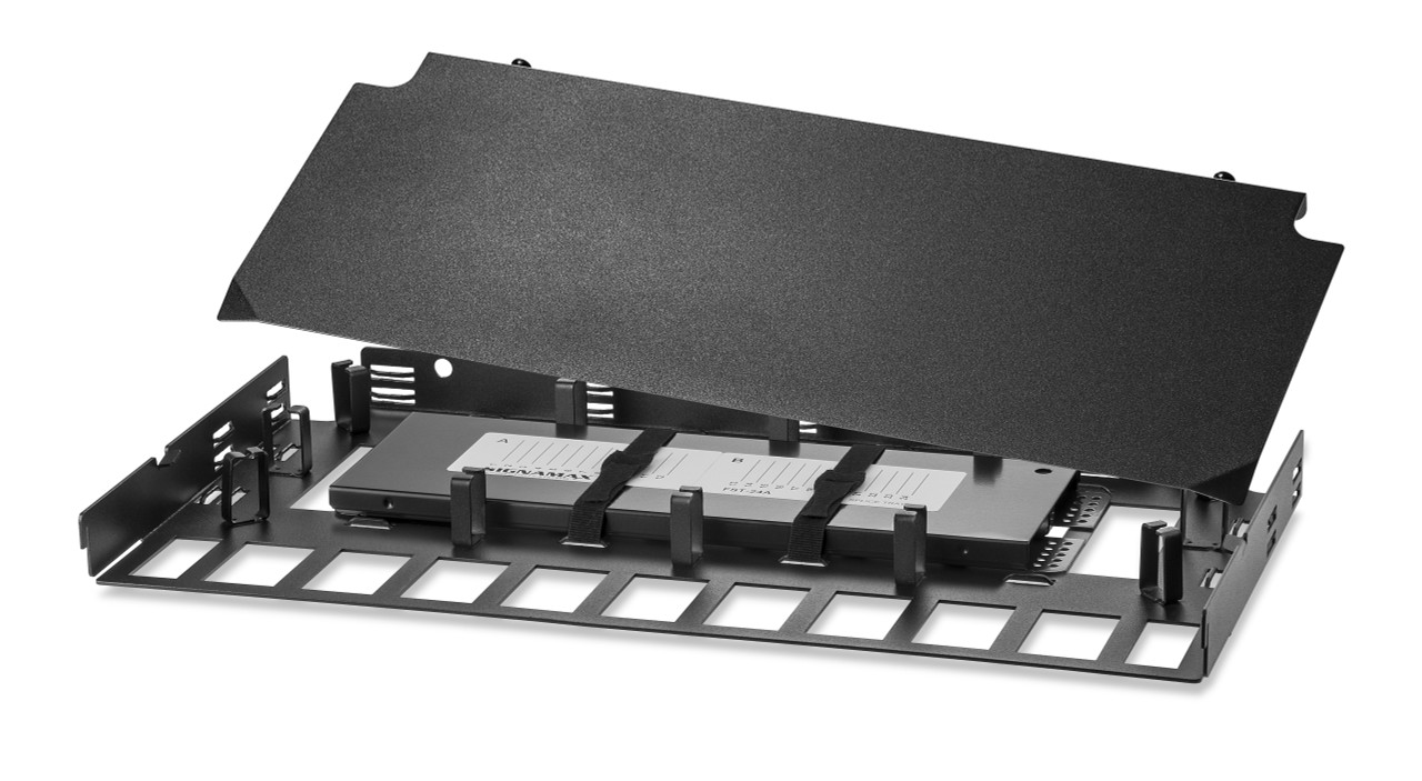 Optical Fiber Management Tray With Cover, 1 RMU - RMF-FMTA-B - www ...