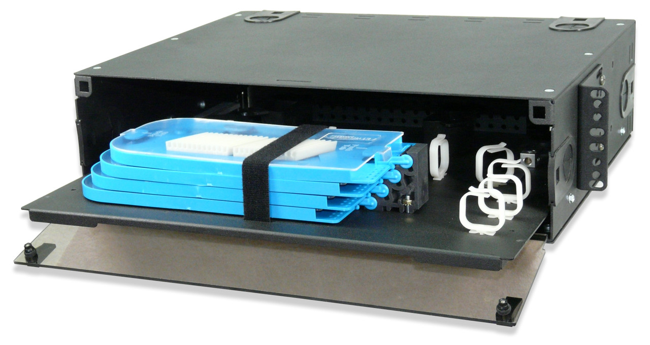 96-Fiber Slide-Out Splice Tray Enclosure, Rack-Mount, Black - UFS4-B ...