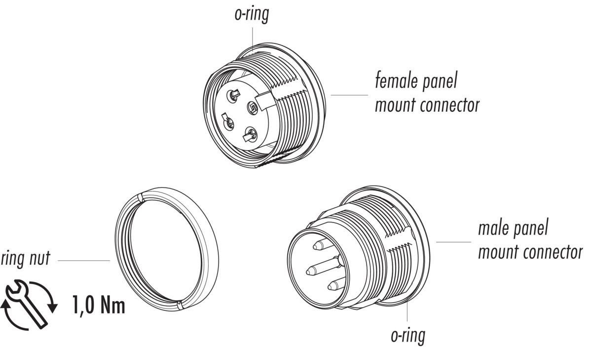 Binder 09-0174-89-08 M16 IP67 Female panel mount connector, Contacts: 8 ...