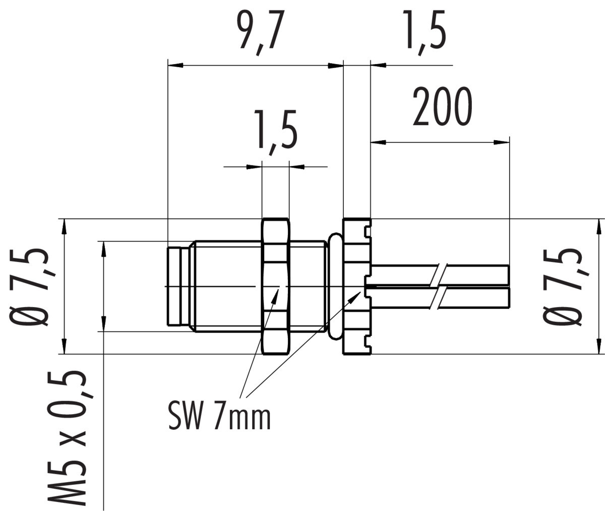 Binder 09-3111-86-04 M5 Male panel mount connector, Contacts: 4 ...