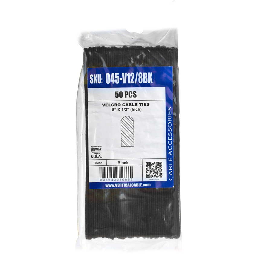 8” Velcro Tie Wraps, 50 Pack (8″ x 1/2″) - www.americancableassemblies.com